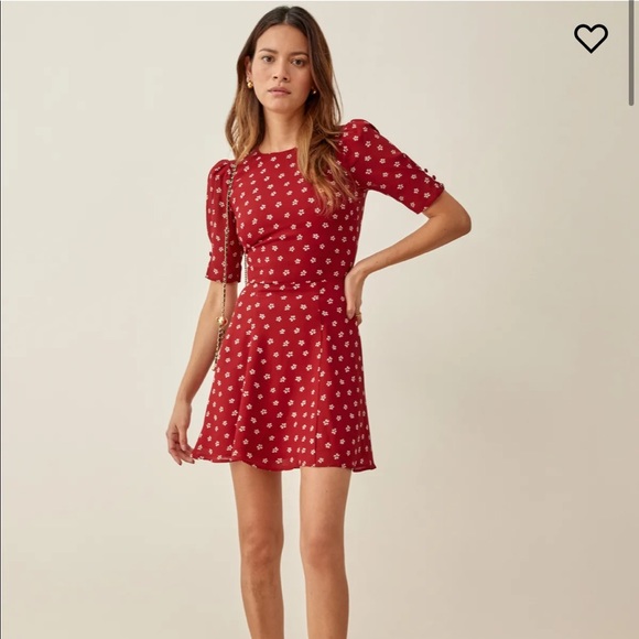 Reformation | Dresses | Reformation Red Floral Bard Mini Dress | Poshmark